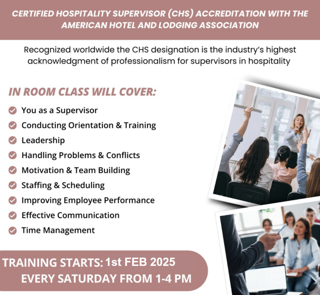 Register now to become a Certified Hospitality Supervisor! - SLHTA